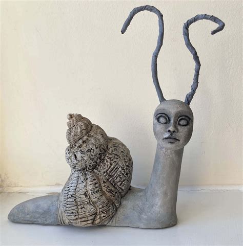 Handmade Anthropomorphic Snail Sculpture With Sea Shell Etsy