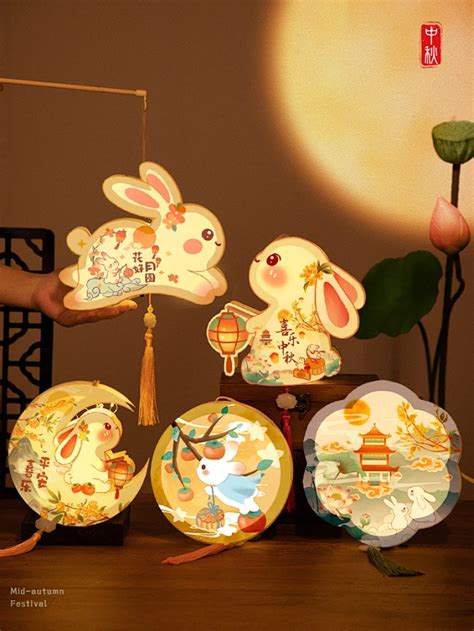 灯笼手提兔子花灯儿童diy手工制作中秋节2023新款小宫灯古风玉兔 天猫 花瓣网