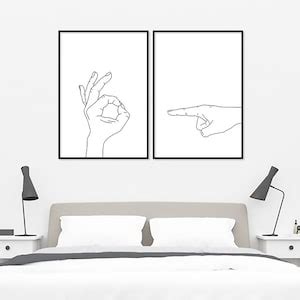Funny Sex Hand Gestures Sexy Wall Art Above Bed Art Set Of Prints Extra Large Wall Art