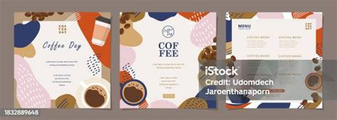 포스터 표지 메뉴 소셜 미디어 게시물 또는 다른 템플릿 디자인을 위한 최소한의 배경에 커피 원두가 있는 스케치 배너 세트입니다