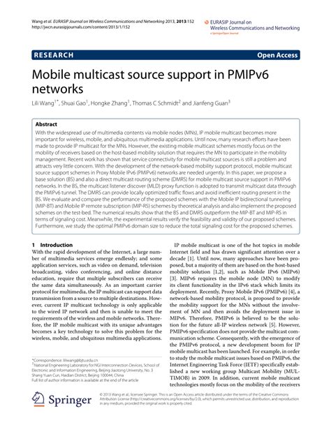 Pdf Mobile Multicast Source Support In Pmipv6 Networks