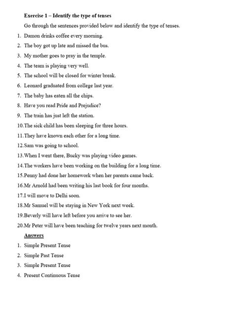 Practice Test Key Download Free Pdf Grammatical Tense Perfect