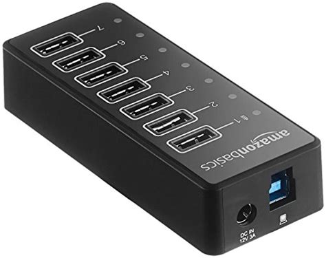 Amazon Basics USB C 3 1 7 Port Hub With Power Adapter 36W Powered 12V 3A Black Pricepulse