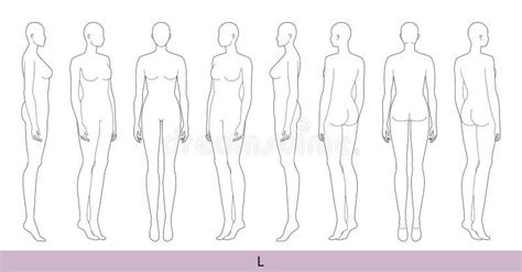 Set Of L Women Fashion Template 9 Nine Head Size Croquis Oversize Lady Model Curvy Body Figure