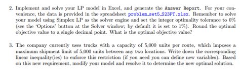 Solved Implement And Solve Your LP Model In Excel And Chegg