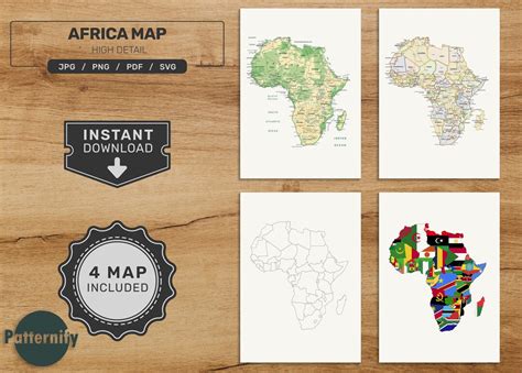 Africa Map Bundle Printable Africa Map Set Political Physical Blank