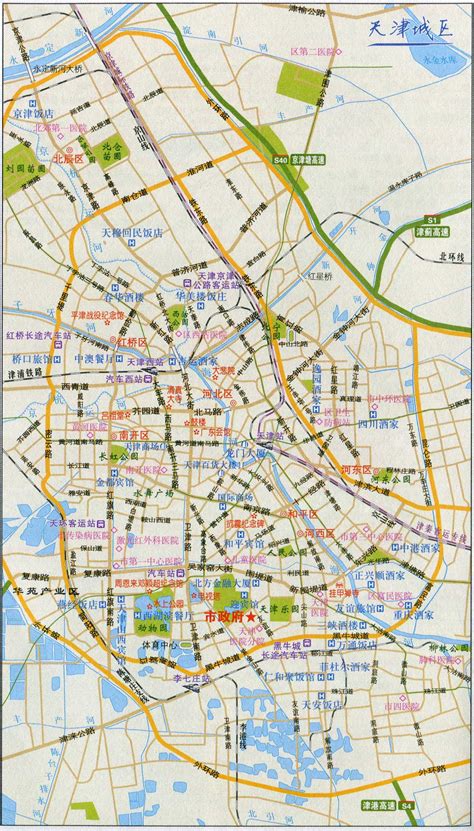 天津旅游景点交通地图 地图窝