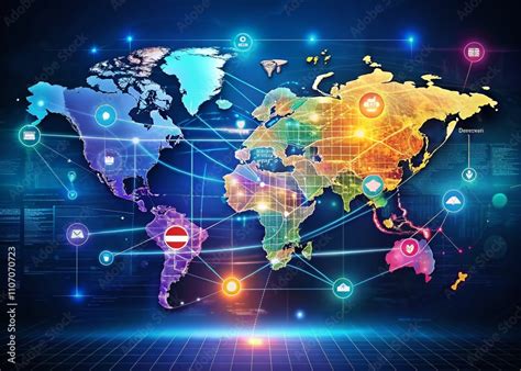 panoramic view of north america map highlighting digital business