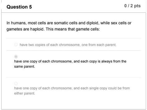 Solved Question Pts In Humans Most Cells Are Somatic Chegg Com