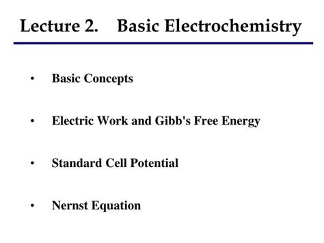 Ppt Lecture 2 Basic Electrochemistry Powerpoint Presentation Free