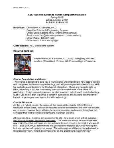 CSE Introduction To Human Computer Interaction Spring