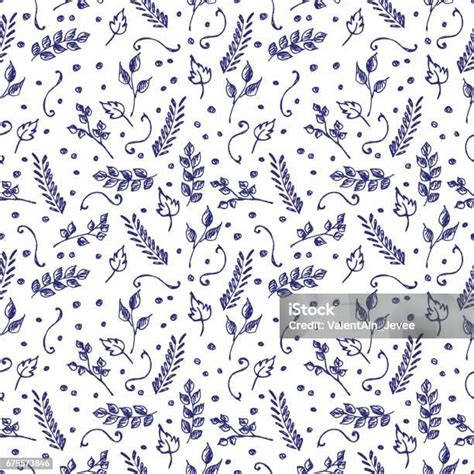 원활한 벡터 패턴 가지와 잎에 흰색 배경 배경 손 밑그림 그리기입니다 잉크 Pencilling 모방 손으로 그린 패턴의