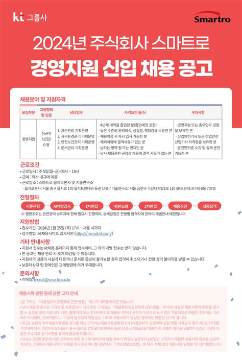 스마트로 채용공고 Ktbc카드계열사 경영지원 신입 채용 2024년 채용