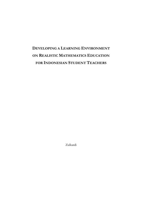 Pdf Developing A Learning Environment On Realistic Mathematics Education For Indonesian
