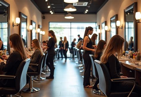 Busy Beauty Salon With Clients And Beauticians Stable Diffusion Online