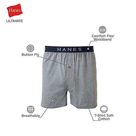 Hanes Mens Ultimate Dyed Exposed Knit Boxer With Exposed Comfort Flex