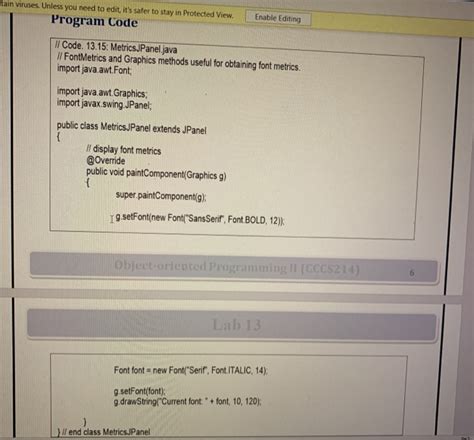 Solved Program Explanation Class Fontmetrics Declares
