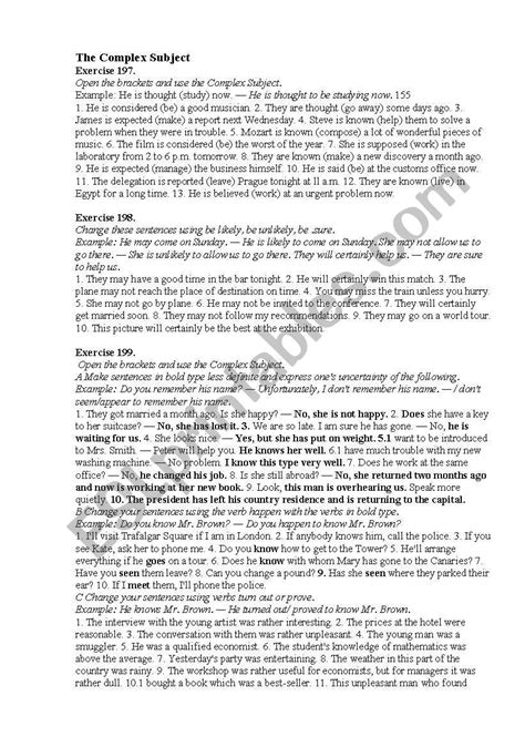 The Complex Subject ESL Worksheet By Ullana