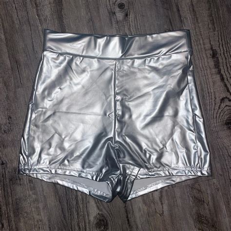 Silver Holographic Shortsspandex Size Xs But Depop