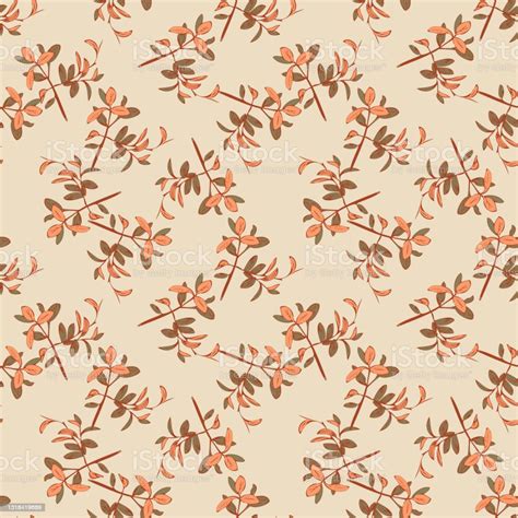 파스텔 베이지 색으로 잎이 있는 곡선 식물 가지를 그립니다 트렌디 한 윤곽 선원 한 패턴 벽지 자연 추상 배경 벡터 라인 아트