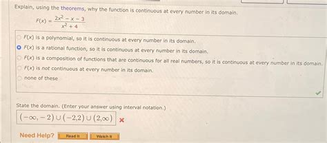 Solved Explain Using The Theorems Why The Function Is