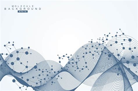 구조 분자 및 통신 Dna 원자 뉴런 설계를 위한 과학적 개념 점으로 연결된 선 의료 기술 화학 과학 배경 벡터 그림입니다 3차원 형태에 대한 스톡 벡터 아트 및 기타