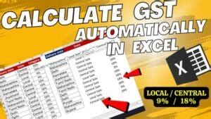 Calculate GST Automatically In Excel Local Tax Central Tax