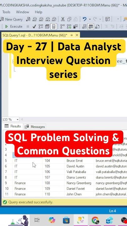 Day 27 Data Analyst Interview Sql Problem Solving And Common