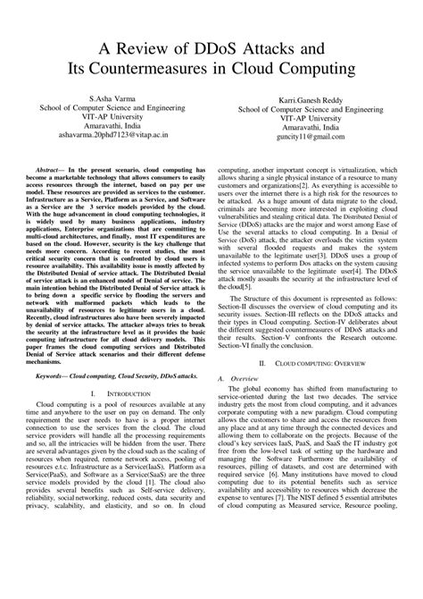 Pdf A Review Of Ddos Attacks And Its Countermeasures In Cloud Computing