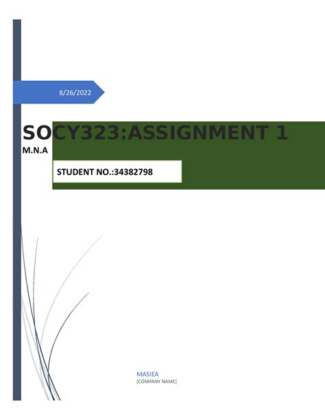 Socy 323 Assignment 1 Sociology 826 Masiea Company Name Socy323
