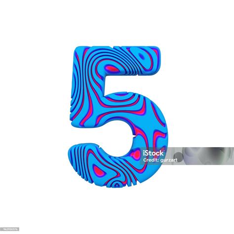 알파벳 번호 5입니다 파란색 굵은 기호 스포티 한 글꼴에 의하여 이루어져 있다 3d 렌더링에 고립 된 흰색 배경 0명에 대한 스톡 사진 및 기타 이미지 Istock