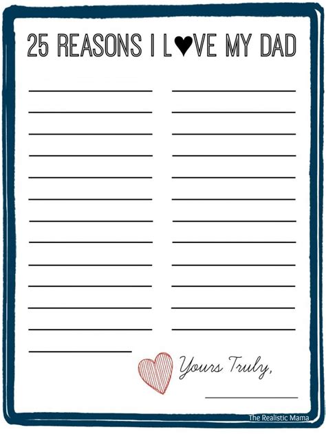 What I Love About My Dad Printable Printable Word Searches