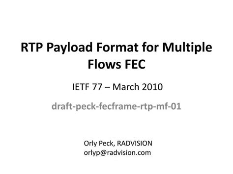 PPT RTP Payload Format For Multiple Flows FEC PowerPoint Presentation ID