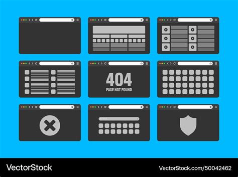 Web Browser Window Pages Layout With Toolbar Vector Image