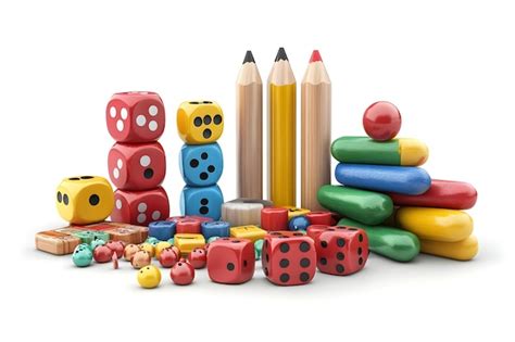 Classroom Games And Educational Toys Assortment Isolated On White