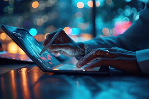 A Person In A Business Setting Uses A Tablet To Manage Data The Image Symbolizes Data