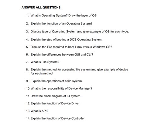 Solved Answer All Questions 1 What Is Operating System