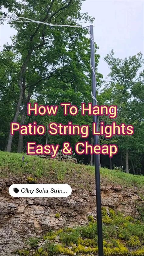 How To Hang Patio String Lights Backyard Makeover Backyard Diy Projects Diy Backyard Landscaping