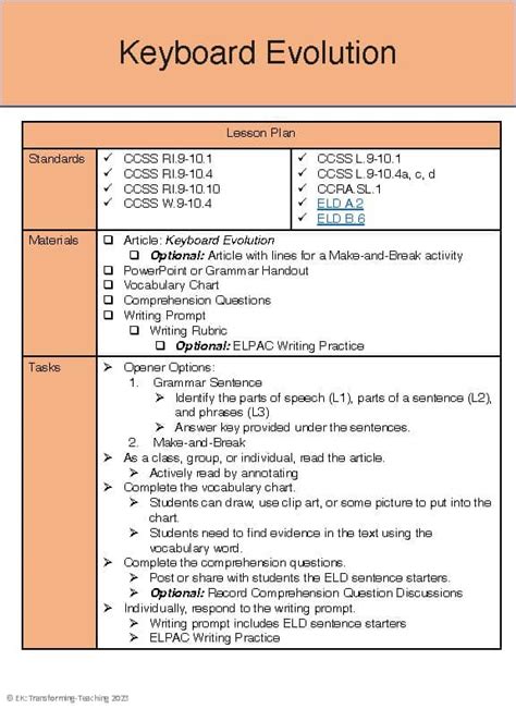 Keyboard Evolution Passage Lesson By Erin Kaluza Transforming Teaching