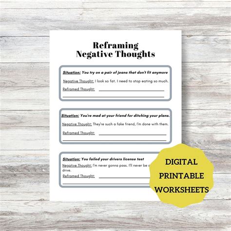 Reframing Negative Thoughts Worksheet Negative Cbt Skills St