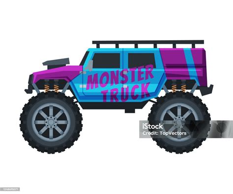 몬스터 트럭 차량 대형 타이어와 지프 자동차 무거운 전문 교통 벡터 일러스트 0명에 대한 스톡 벡터 아트 및 기타 이미지 0명 4x4 자동차 대형 Istock