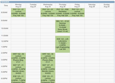 My First Year Schedule R Sbu