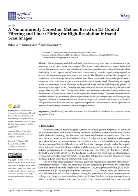 Pdf A Nonuniformity Correction Method Based On 1d Guided Filtering