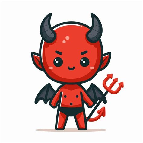 Premium Vector A Cute Devil Diablo In Flat Design Style