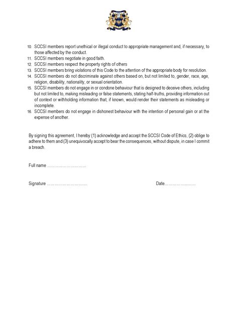 Code Of Ethics SCCSI