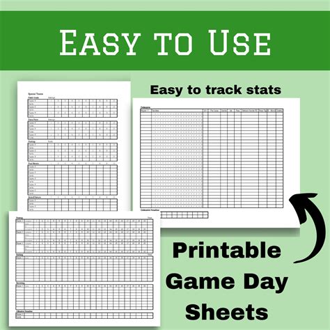 Football Stats Spreadsheet And Printable Stats Sheets Etsy