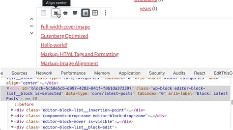 Latest Posts Block “align Center” Has No Effect In Admin · Issue 12306
