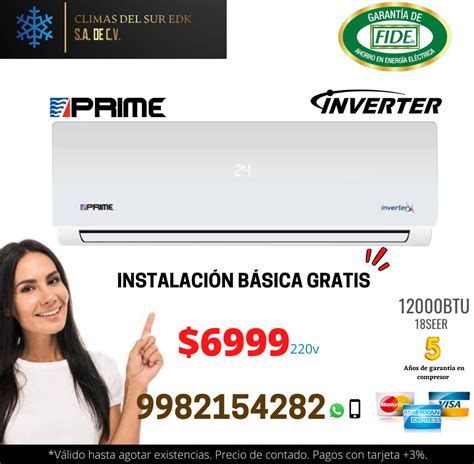 ️minisplit Prime Inverter 12000btu Climas Del Sur Edk
