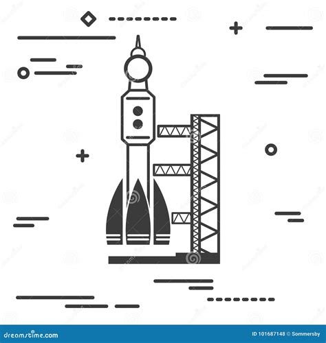 Black Launch Site With Rocket Spaceport Icon Vector Illustration 53194008