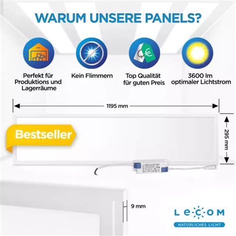 Lecom Led Panel 120x30 Deckenleuchte Neutralweiß Kaltweis Flach Lager